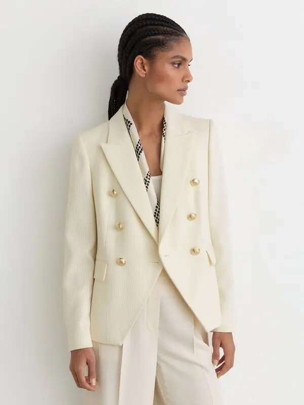 REISS Petite Tailored Fit Textured Double Breasted Blazer
