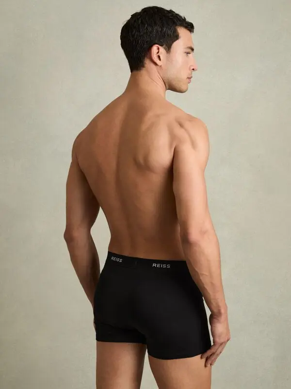 REISS Heller Three Pack Organic Cotton Boxers Plain - Black