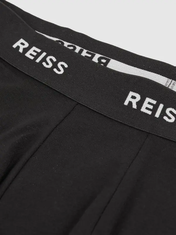 REISS Heller Three Pack Organic Cotton Boxers Plain - Black