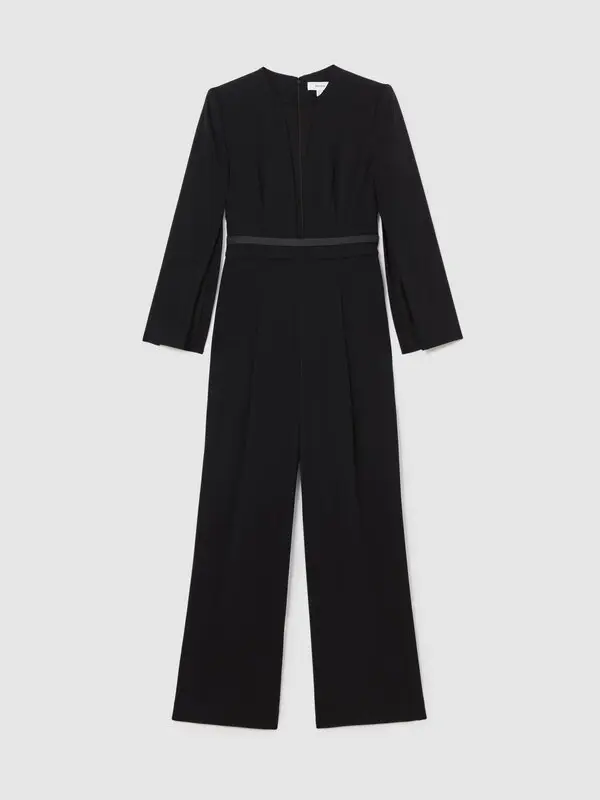 REISS Evora Plunge-neck Split-sleeve Jumpsuit