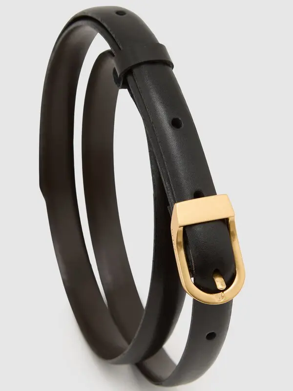 REISS Leather Mini-buckle Belt - Black