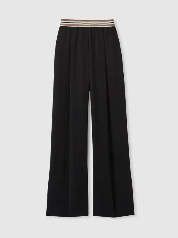 REISS Stripe-waistband Wide-leg Trousers