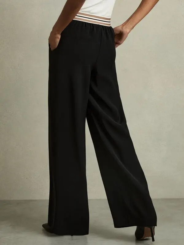 REISS Stripe-waistband Wide-leg Trousers