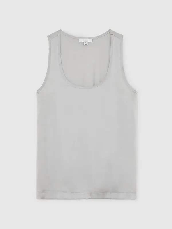 REISS Silk-front Camisole Top - Grey