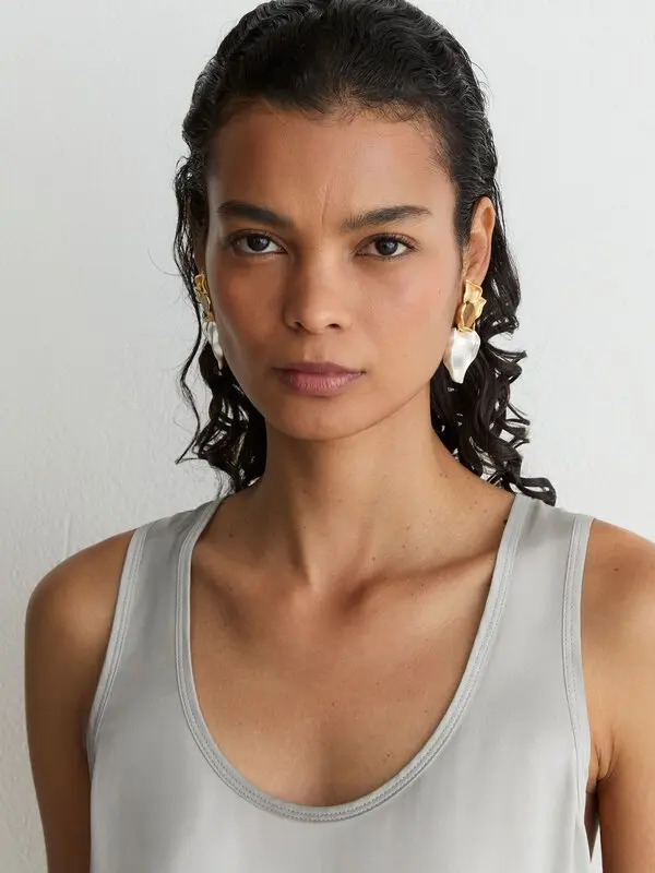 REISS Silk-front Camisole Top - Grey