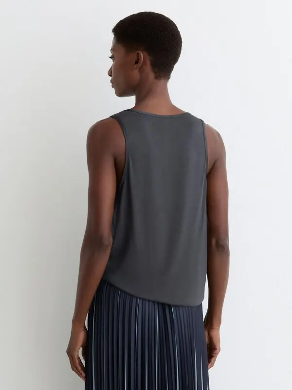 REISS Ruby Silk Front Cami Top - Navy