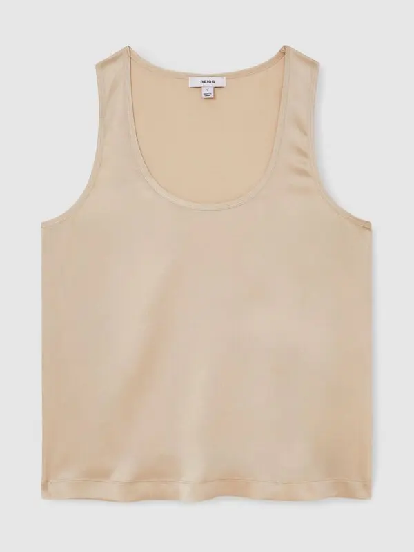 REISS Silk-front Cami Top - Neutral