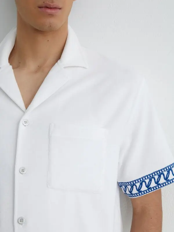 REISS Cotton-blend Towelling Embroidered Shirt