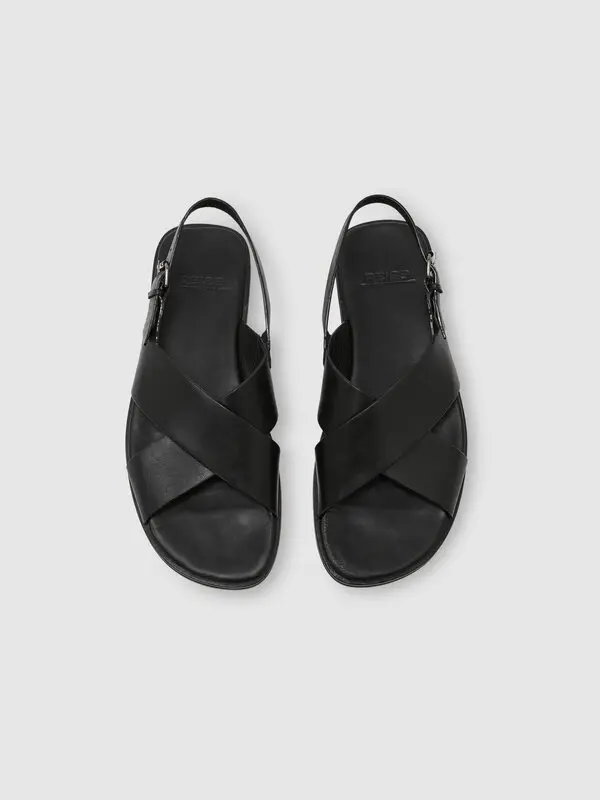 REISS Leather Crossover Sandals