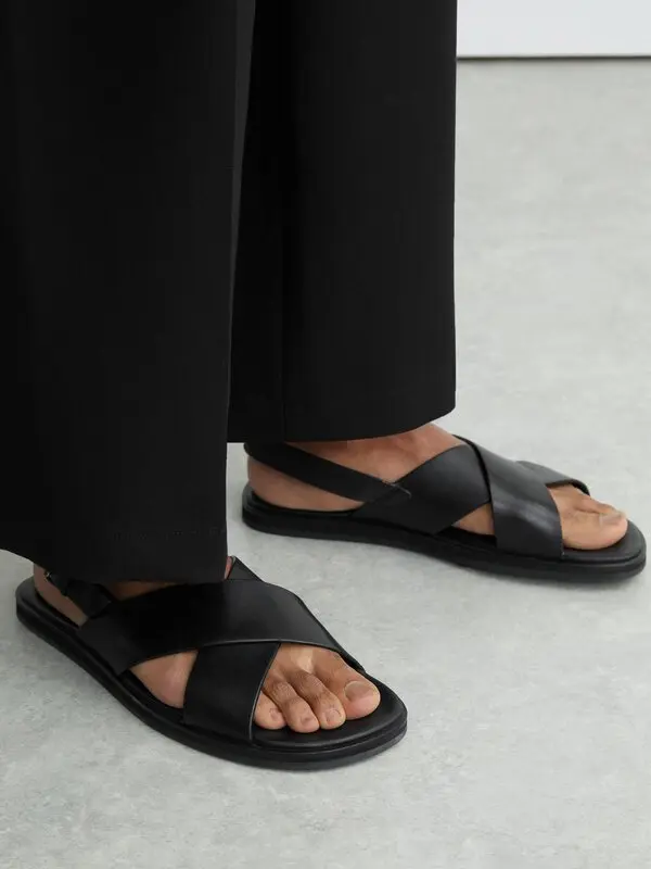 REISS Leather Crossover Sandals