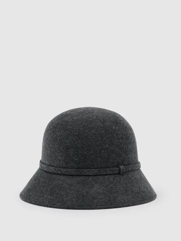 REISS Felted-wool Bucket Hat - Grey