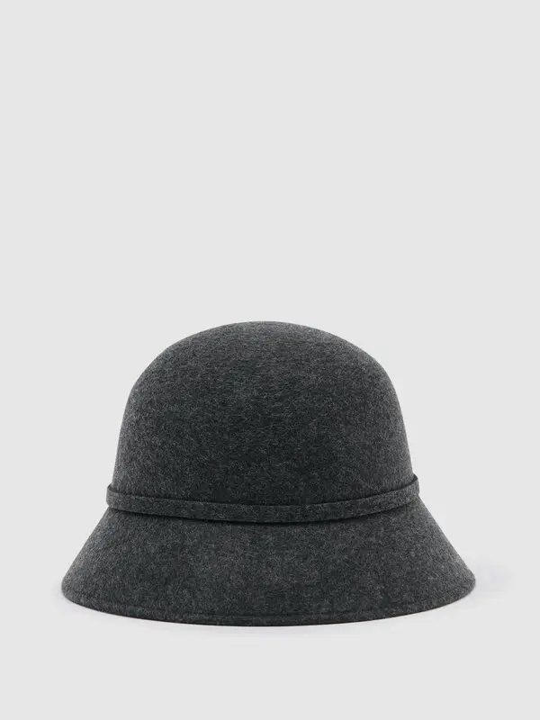 REISS Felted-wool Bucket Hat - Grey