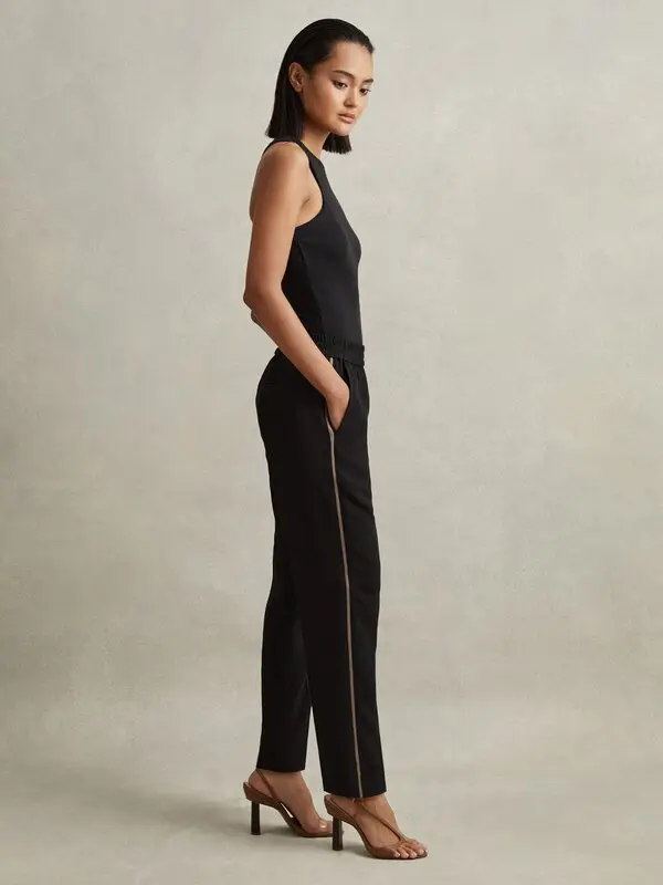 REISS Elasticated Side Stripe Tapered Trousers