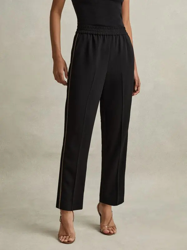 REISS Elasticated Side Stripe Tapered Trousers