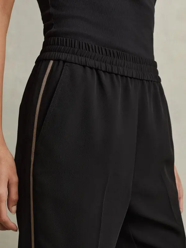 REISS Elasticated Side Stripe Tapered Trousers