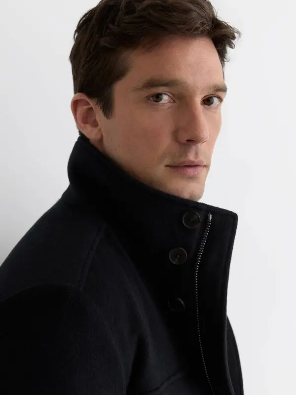 REISS Wool-blend Four-pocket Jacket - Navy