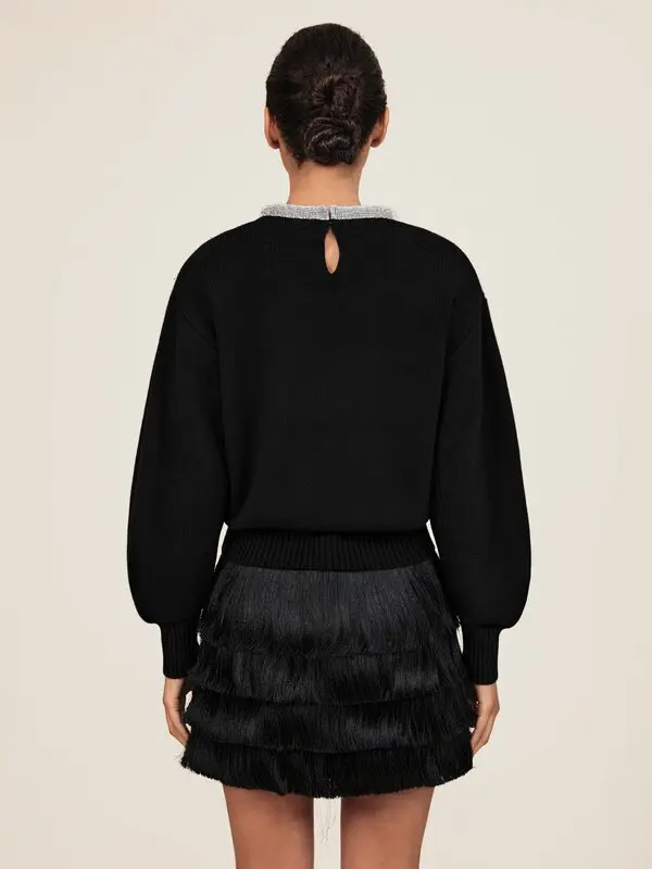 REISS Wool-blend Necklace-trim Jumper With Cashmere