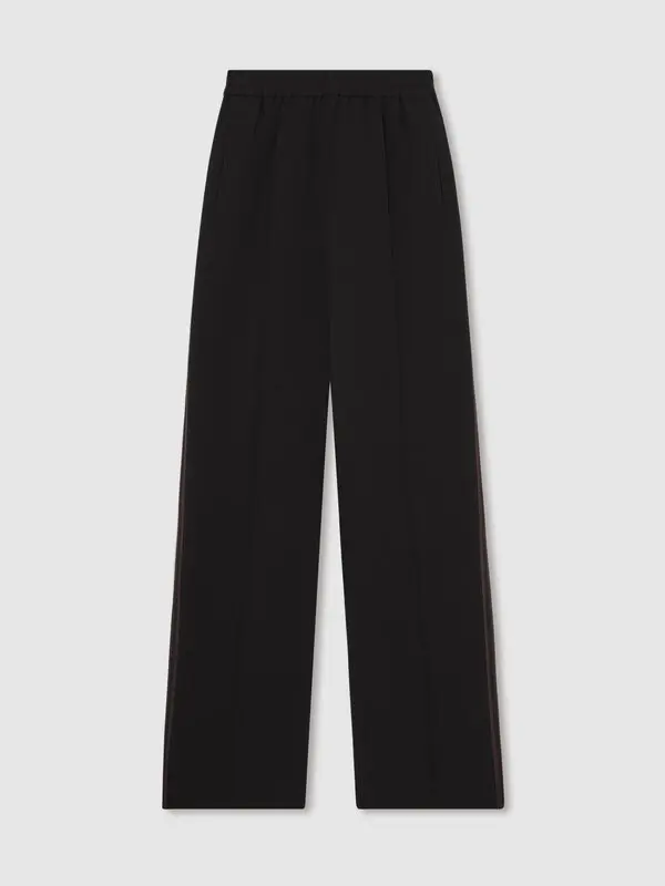 REISS Robyn Side-stripe Wide-leg Trousers - Black