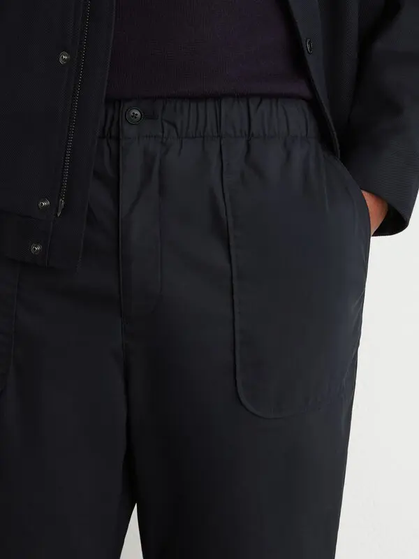 REISS Cotton-blend Lightweight Tapered Trousers - Navy