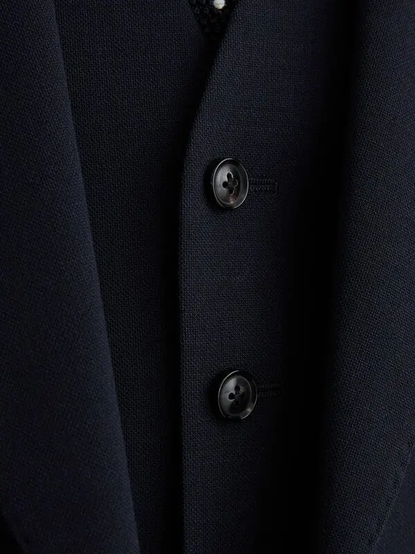 REISS Belmont Single-breasted Wool Blend Waistcoat - Navy