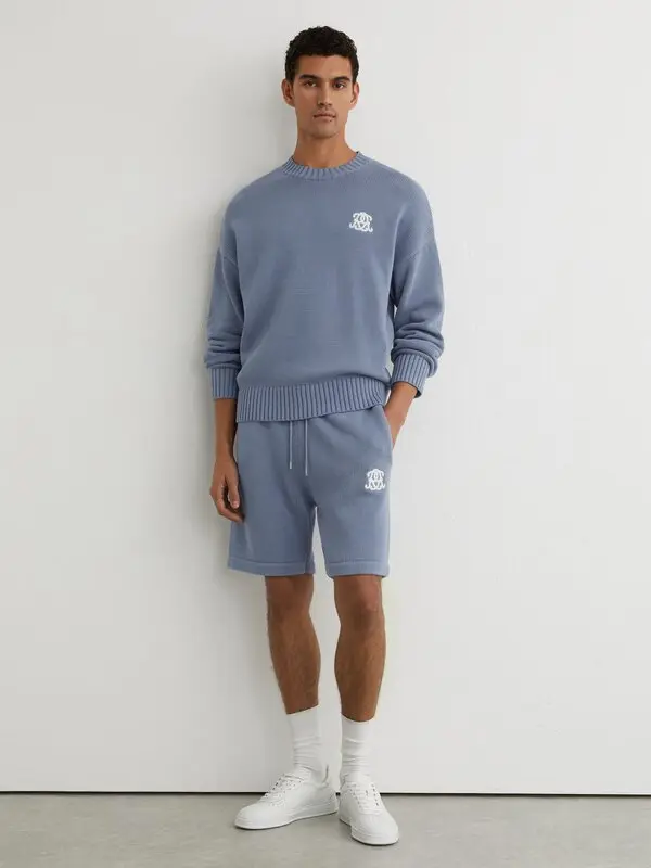 REISS Monogram-embroidered Relaxed Jumper