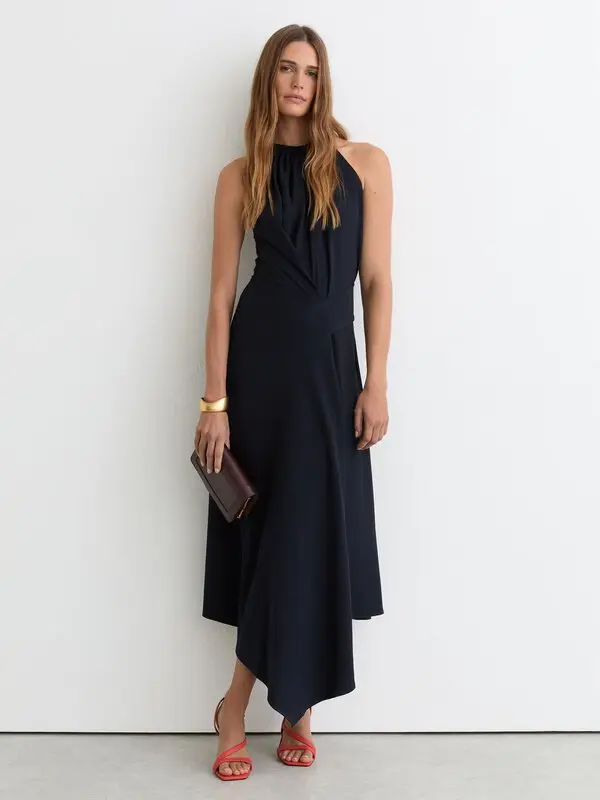REISS Maeve Sleeveless Midi Dress - Navy