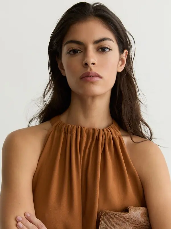REISS Maeve Sleeveless Midi Dress - Orange