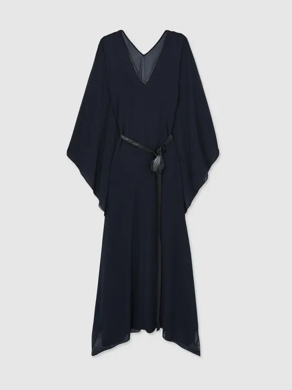 Halston Blue Bell Sleeve Maxi Dress - Navy
