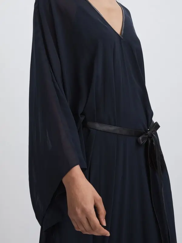 Halston Blue Bell Sleeve Maxi Dress - Navy