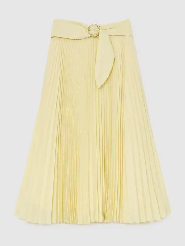 REISS Pleated Belted Midi Skirt