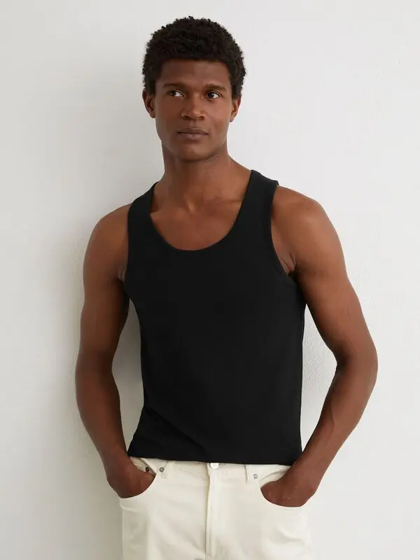 REISS Cotton Stretch Vest - Black