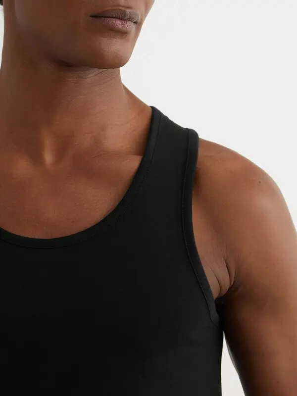 REISS Cotton Stretch Vest - Black