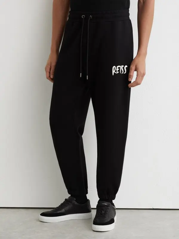REISS Cotton Logo-print Cuffed Joggers