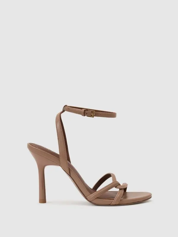 REISS Leather Link-strap Stiletto Sandals - Neutral