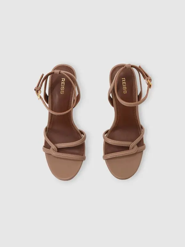 REISS Leather Link-strap Stiletto Sandals - Neutral