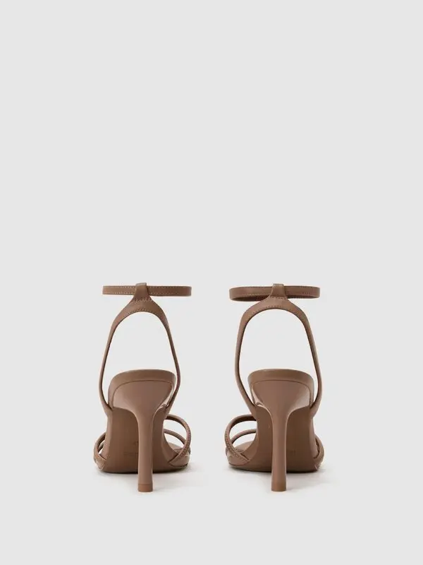 REISS Leather Link-strap Stiletto Sandals - Neutral