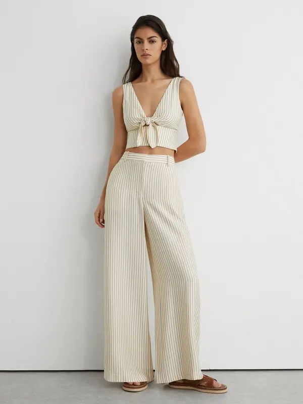 REISS Suede Contrast-stitch Flat Sandals