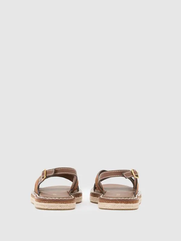REISS Suede Contrast-stitch Flat Sandals