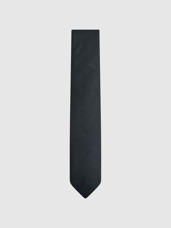 REISS Textured Silk Neck Tie - Navy