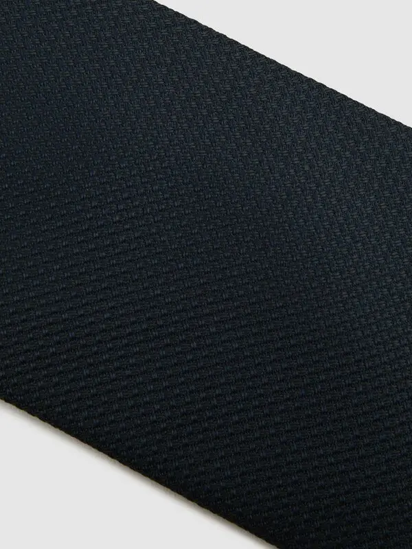 REISS Textured Silk Neck Tie - Navy