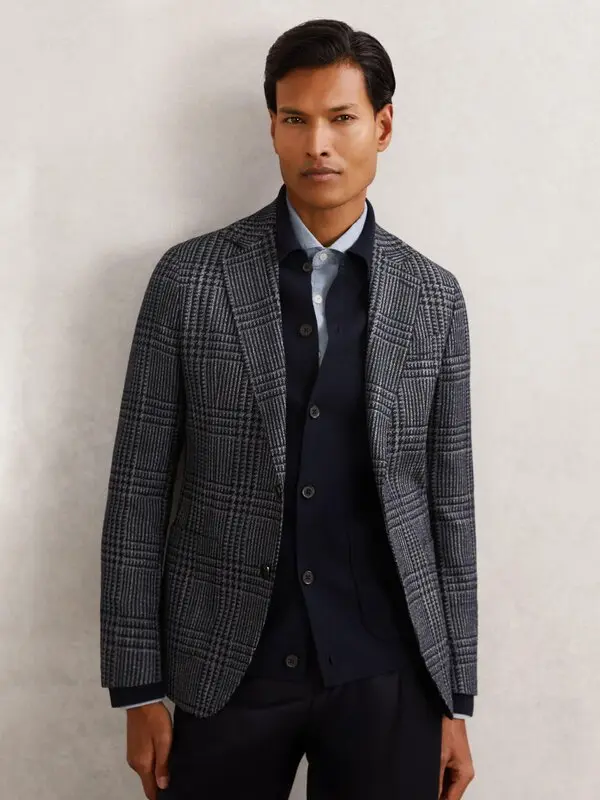 REISS Wool-blend Check Single-breasted Blazer Tailored-fit