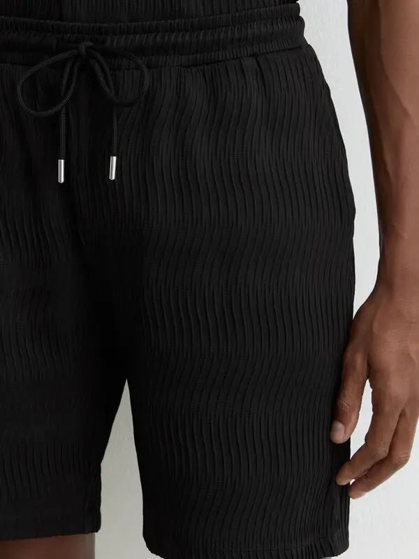 REISS Textured-wave Drawstring Shorts