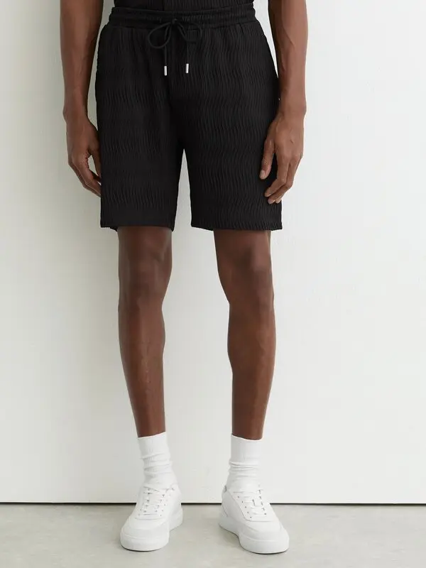 REISS Textured-wave Drawstring Shorts