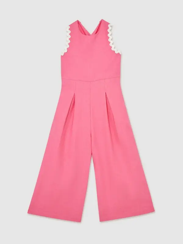 REISS 3-9 Yrs Linen-blend Wave-trim Cross-back Jumpsuit