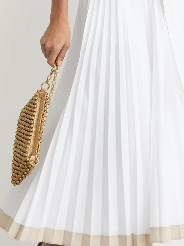 REISS Pleated Belted Midi Skirt With Cotton