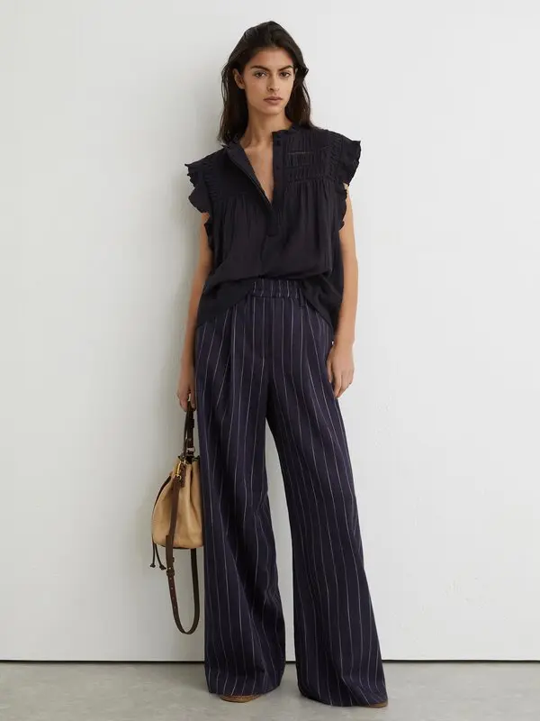 REISS Cotton Cheesecloth Sleeveless Top