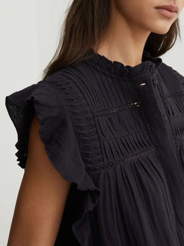 REISS Cotton Cheesecloth Sleeveless Top
