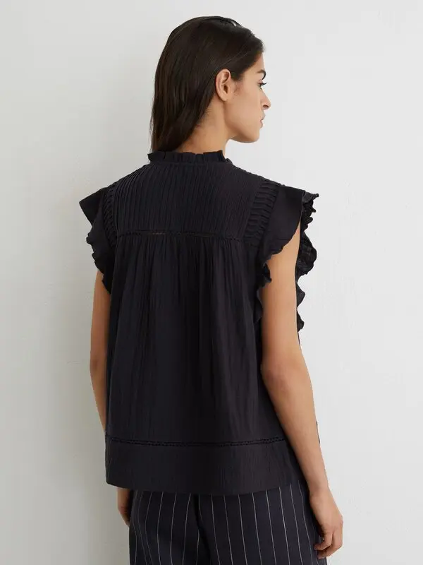 REISS Cotton Cheesecloth Sleeveless Top