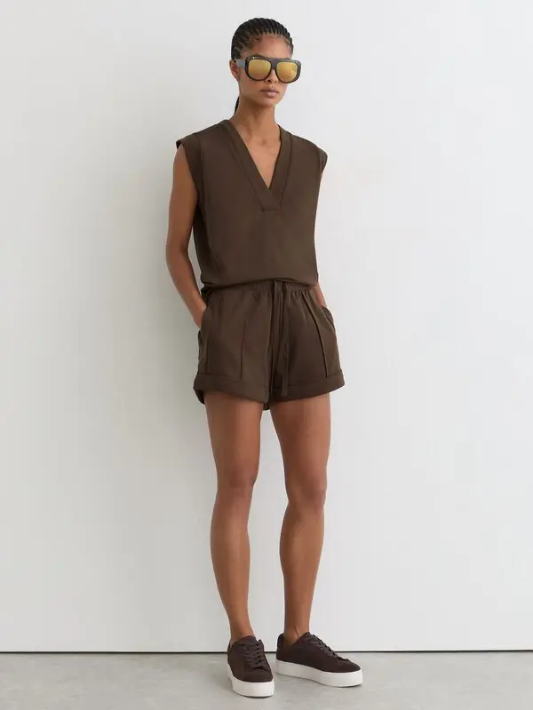 REISS Cotton-blend Drawstring Sweat Shorts