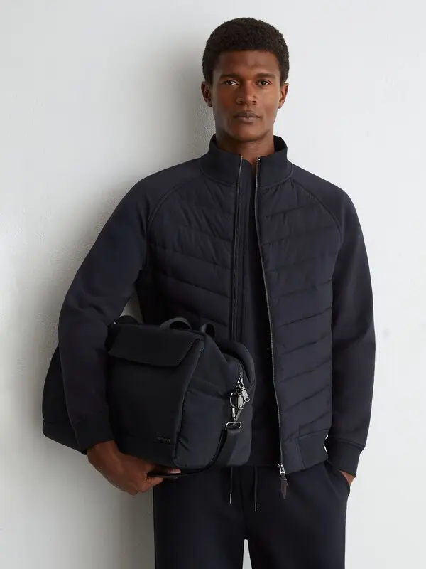 REISS Hybrid Quilted And Interlock Zip Jacket